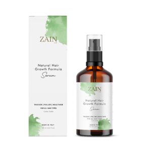 zain1 natural hair growth serum with snail mucin, rosmary, niacinamide, hyaluronic acid, azelaic acid, nettle, and much more natural ingredients (mimosa, 3.4 oz). our products are made by nature