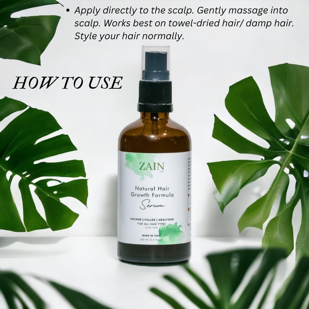 ZAIN1 Natural Hair growth serum with Snail Mucin, Rosmary, Niacinamide, Hyaluronic acid, Azelaic acid, Nettle, and Much More Natural Ingredients (Mimosa, 3.4 oz). Our products are made by nature