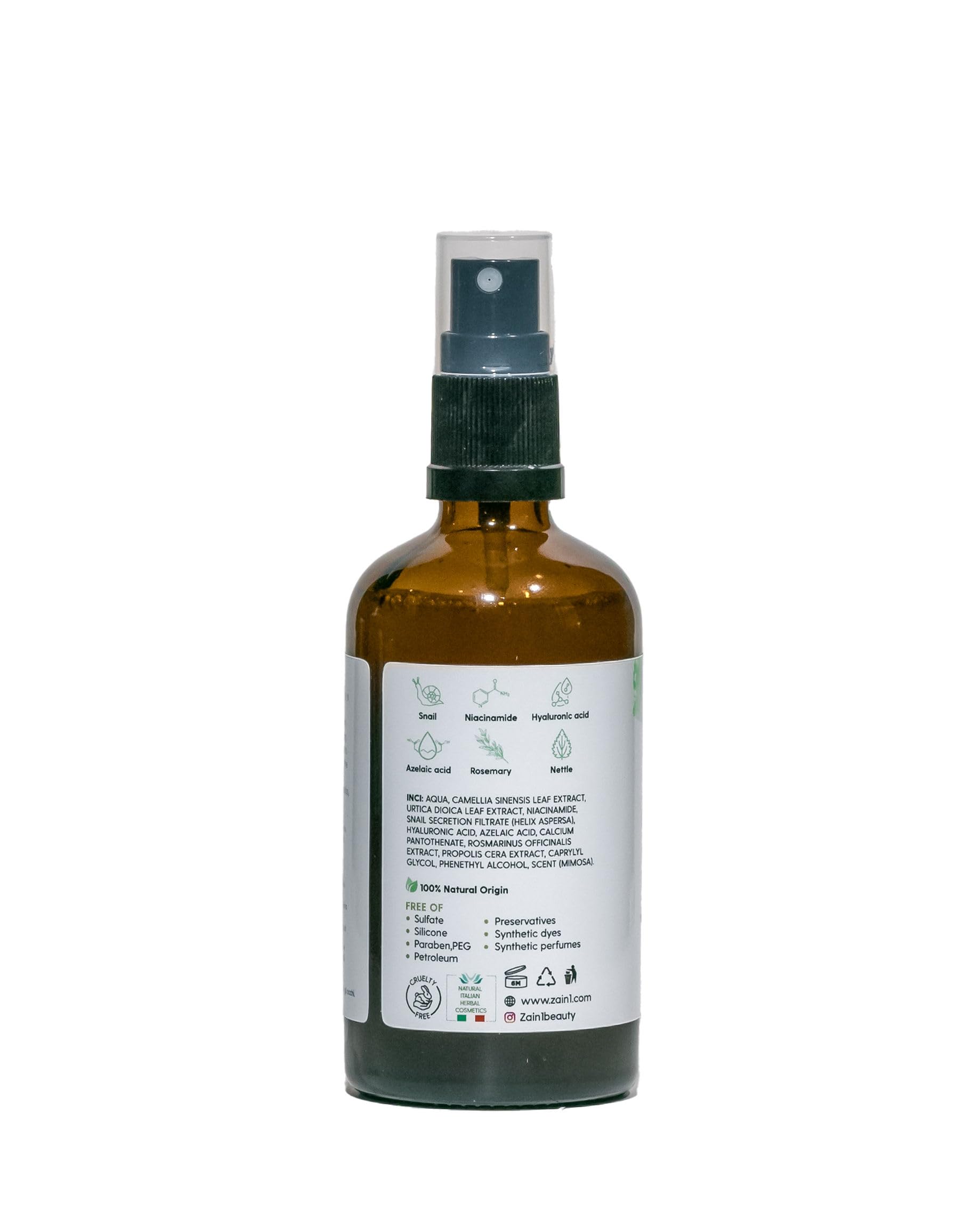 ZAIN1 Natural Hair growth serum with Snail Mucin, Rosmary, Niacinamide, Hyaluronic acid, Azelaic acid, Nettle, and Much More Natural Ingredients (Mimosa, 3.4 oz). Our products are made by nature