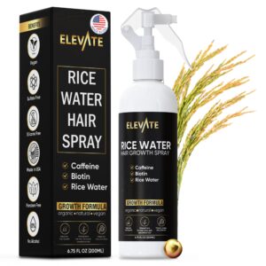 Elevate Rice Water Spray for Hair Growth Infused Biotin Caffeine & Aloe Vera - Fermented Rice Water Leave In Hair Mist For Thinning Damaged Hair - Vegan Non-Greasy Naturally Thicker Longer Softer Hair