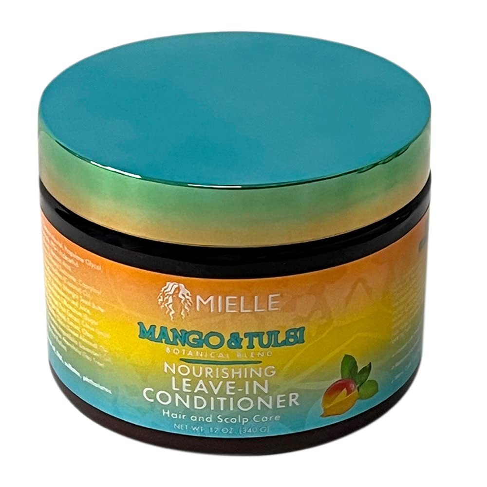 Mielle - Mango Tulsi - Nourishing Botanical Blend – Infused with Mango Butter & Tulsi Leaves – Scalp Care & Stronger Looking - Curly Hair Types – Styling Bundle Set 6 PCS