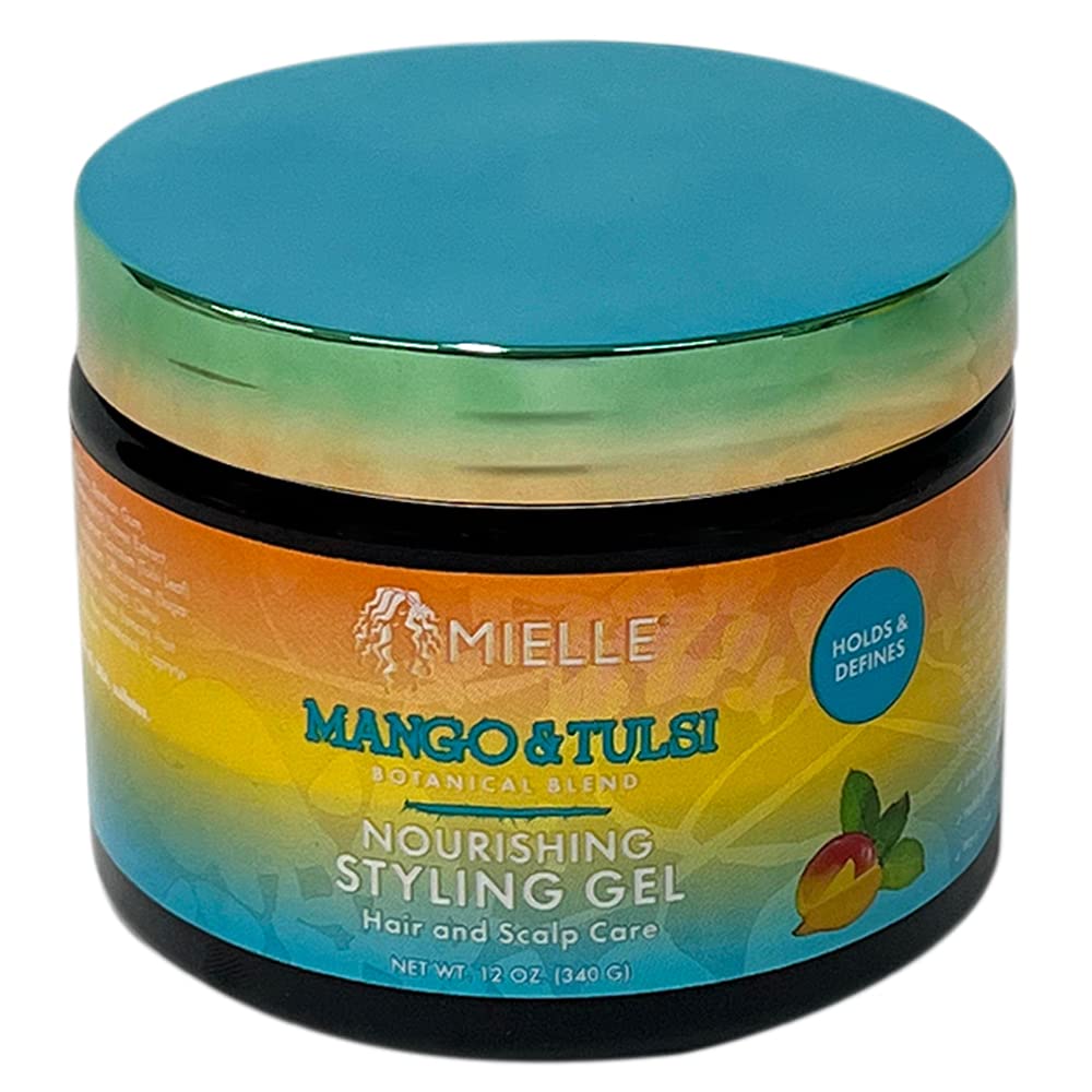 Mielle - Mango Tulsi - Nourishing Botanical Blend – Infused with Mango Butter & Tulsi Leaves – Scalp Care & Stronger Looking - Curly Hair Types – Styling Bundle Set 6 PCS