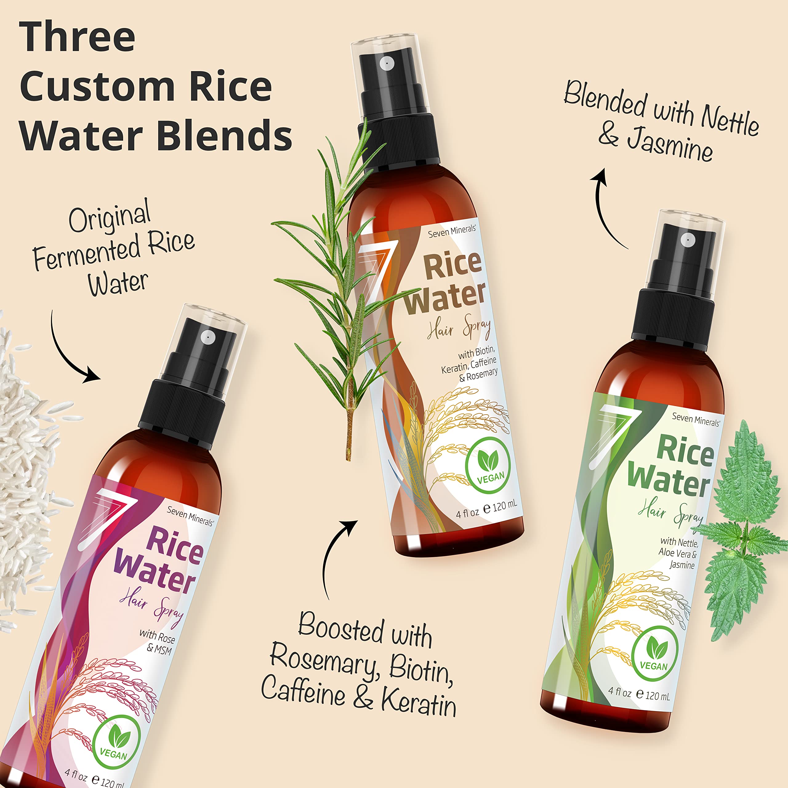 NEW Fermented Rice Water for Hair Growth - Infused with Rosemary, Biotin, Caffeine, Keratin Vegan Non-Greasy Spray Naturally Thicker, Longer, Softer Men & Women (4 fl oz)