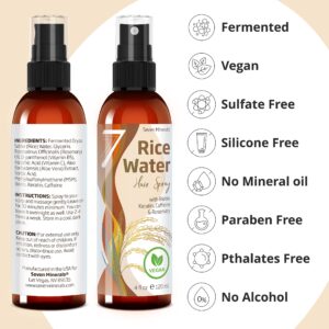 NEW Fermented Rice Water for Hair Growth - Infused with Rosemary, Biotin, Caffeine, Keratin Vegan Non-Greasy Spray Naturally Thicker, Longer, Softer Men & Women (4 fl oz)