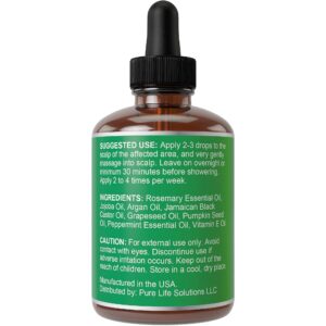 Rosemary Oil for Hair Growth For Men + Women - No Harsh Scent or Scalp Burn. Topical Treatment For Hair Loss Prevention, Hair Thickness, Regrowth. With Jojoba, Jamaican Black Castor, Peppermint 1oz