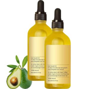 carvenchi natural hair growth oil, rosemary oil for hair growth organic, veganic natural hair growth oil for thin hair, hair oil for dry damaged hair and growth，60ml (2pc)