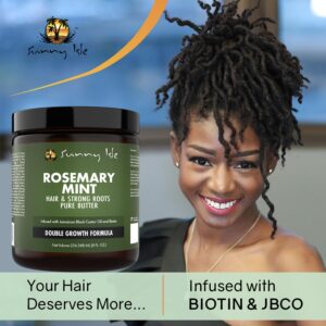 Sunny Isle Rosemary Mint Hair and Strong Roots Butter 8oz | Infused with Biotin & Jamaican Black Castor Oil | Strengthen and Nourish Hair | Dry Scalp, Split Ends…