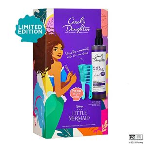 Carol's Daughter and Disney's The Little Mermaid Hair Care Gift Set for Curly Hair, Includes Black Vanilla Leave In Conditioner Spray, Kid's Brush and Comb, 8 Fl Oz