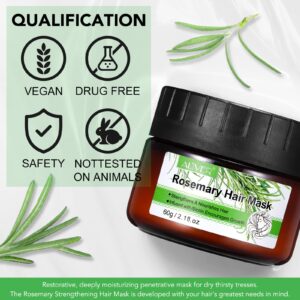 NIFEISHI Organics Rosemary Hair Masque, Hair Treatment Mask, Repairs Damage Hair Root, Essential Oil & Biotin Deep Treatment, Deep Conditioner Suitable for Dry & Damaged Hair-60g