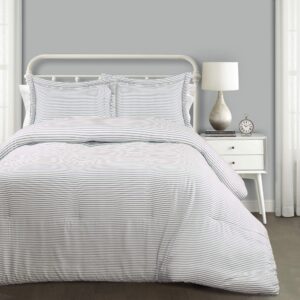 Lush Decor Comforter Farmhouse Stripe, King, Blue