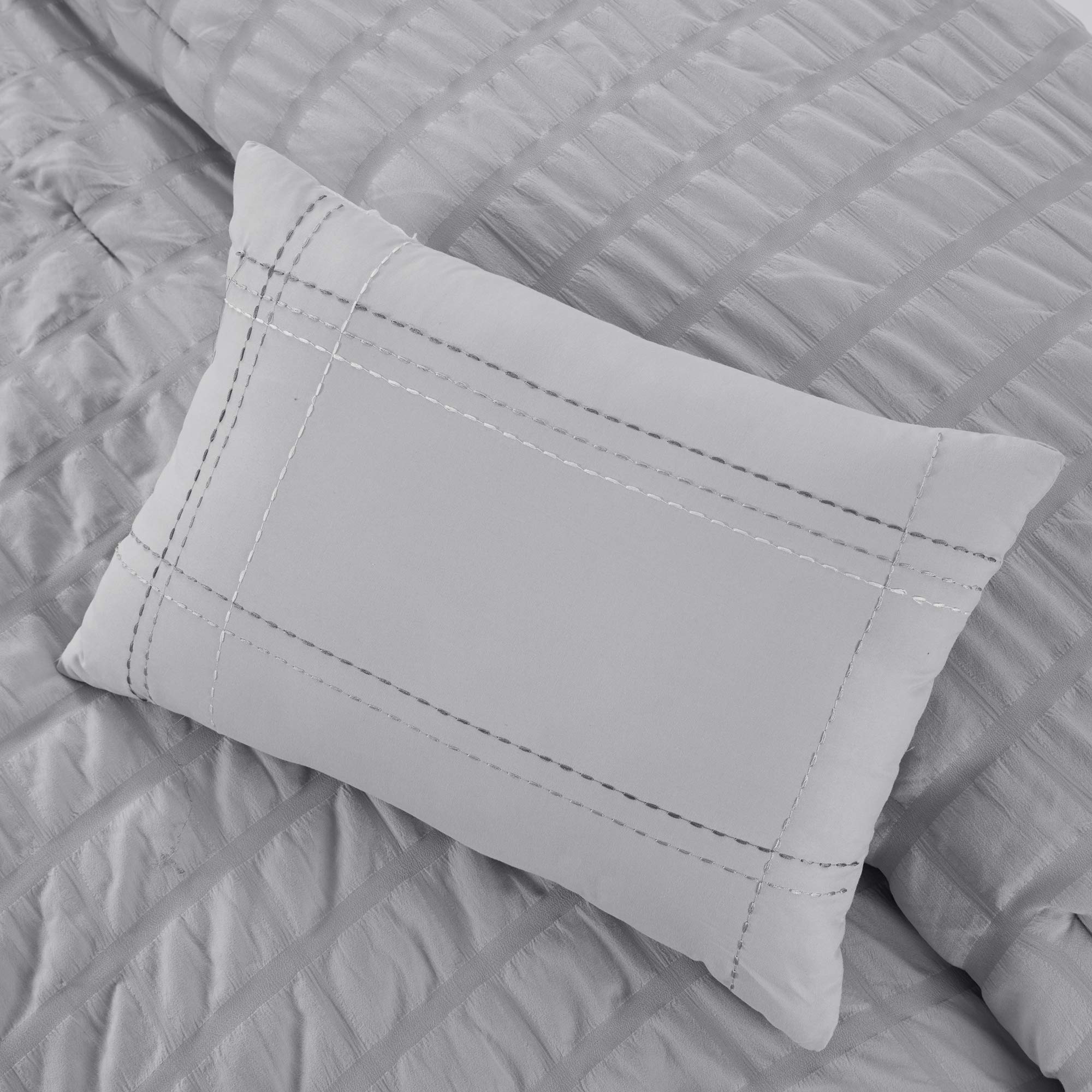 Modern Threads Kallan 5-Piece Seersucker Comforter Set Grey King