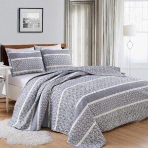 great bay home 2-piece reversible grey twin/twin xl quilt comforter with 1 sham | lightweight, all-season, cozy, modern bedspreads | paisley coverlet sets | kadi collection