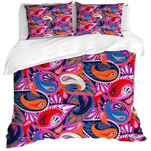 paisley quilt set, paisley style textures, 3 pieces wrinkle, stain resistant comforters set, (california king, 96x104 inches, 3 pieces)