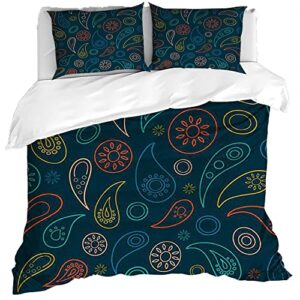 paisley quilt set, paisley style textures, 3 pieces wrinkle, stain resistant comforters set, (california king, 96x104 inches, 3 pieces)