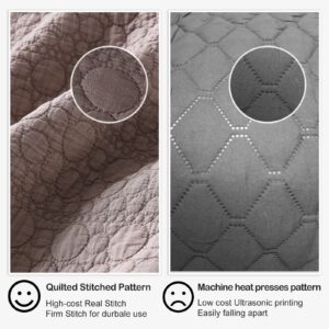 HORIMOTE HOME Quilt Set Queen Size Cameo Rose, Classic Geometric Spots Stitched Pattern, Stone-Washed Microfiber Chic Rustic Look, Ultra Soft Lightweight Quilted Bedspread for All Season, 3 Pieces