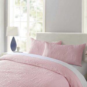 Boryard 3-Piece Queen Quilt Set, Lightweight Soft Full Size Quilt Bedspread Coverlet (90x90 inches) with 2 Pillow Shams (20x26 inches), Pink