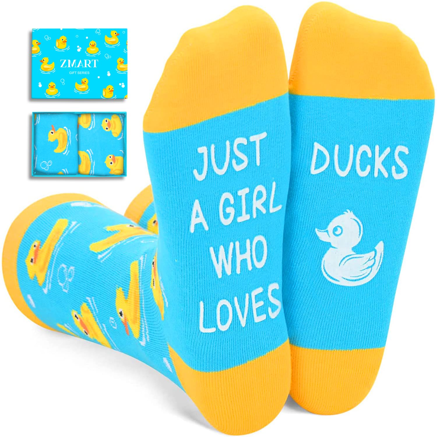 Zmart Novelty Rubber Duck Socks for Women Cute Duck Socks Girls, Funny Rubber Duck Gifts Duck Lovers Gifts For Her