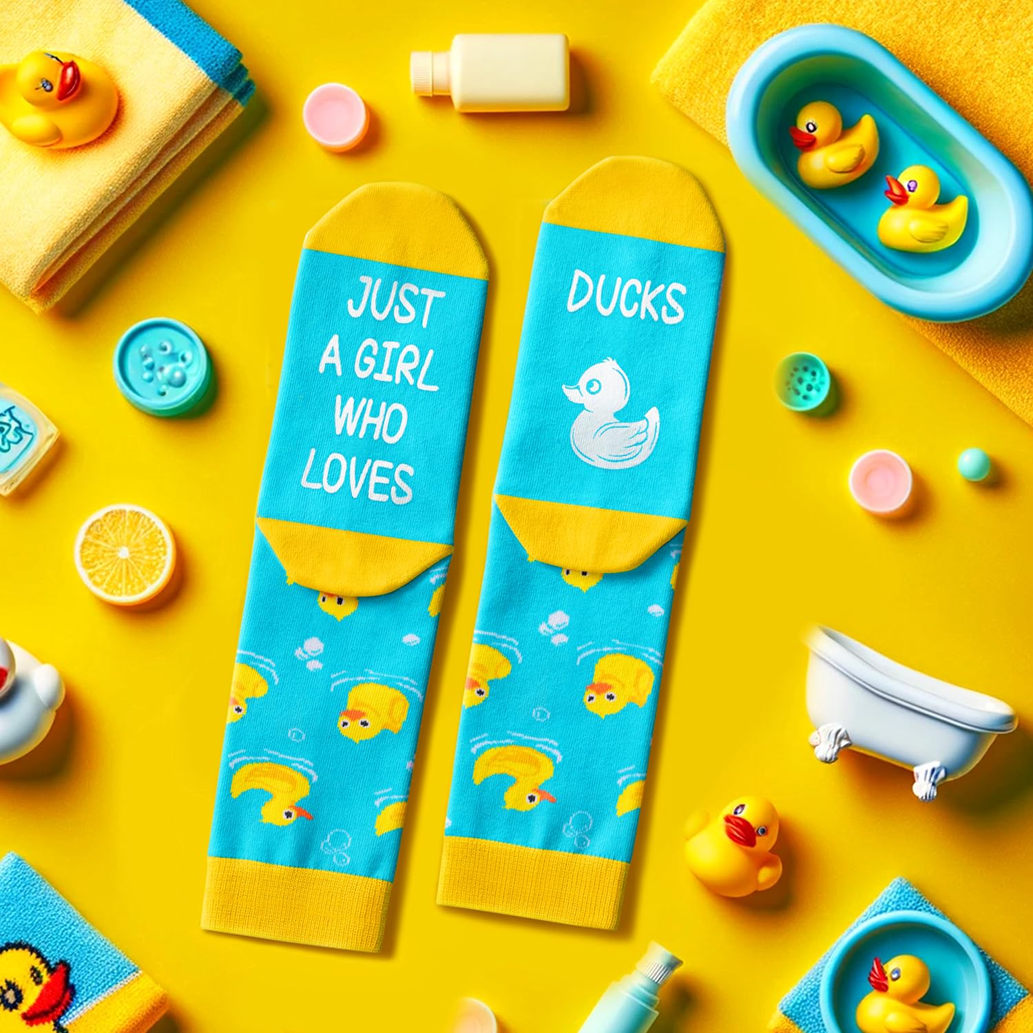 Zmart Novelty Rubber Duck Socks for Women Cute Duck Socks Girls, Funny Rubber Duck Gifts Duck Lovers Gifts For Her