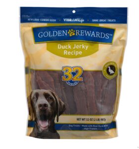 pack of 2 - golden rewards duck jerky dog treats, 32 oz