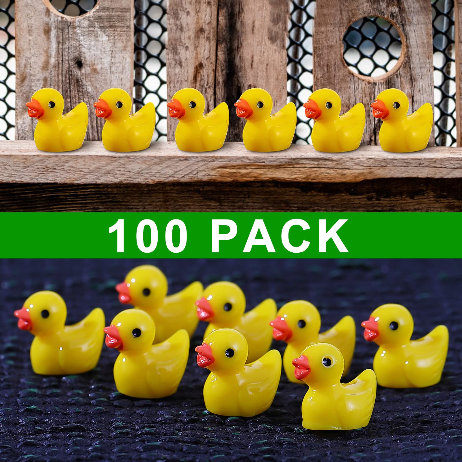 100 Pcs Mini Resin Ducks Bulk Tiny Ducks Set for Potted Miniature Decoration Garden Dollhouse Cake Decoration DIY Slime Kit Craft Charms Party Toys