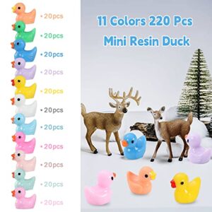 LOUHUA Mini Ducks 220 Pack Tiny Duck Figurines Bulk for Miniature Dollhouse Decor Accessories Garden Aquarium Potted Ornament Party Toys DIY Charms Office Classroom Activity to Hide