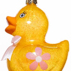 Set of 2 Hand Blown Glass Rubber Duck Ornament for Christmas Tree, Cute Hanging Glass Rubber Duck Christmas Ornament