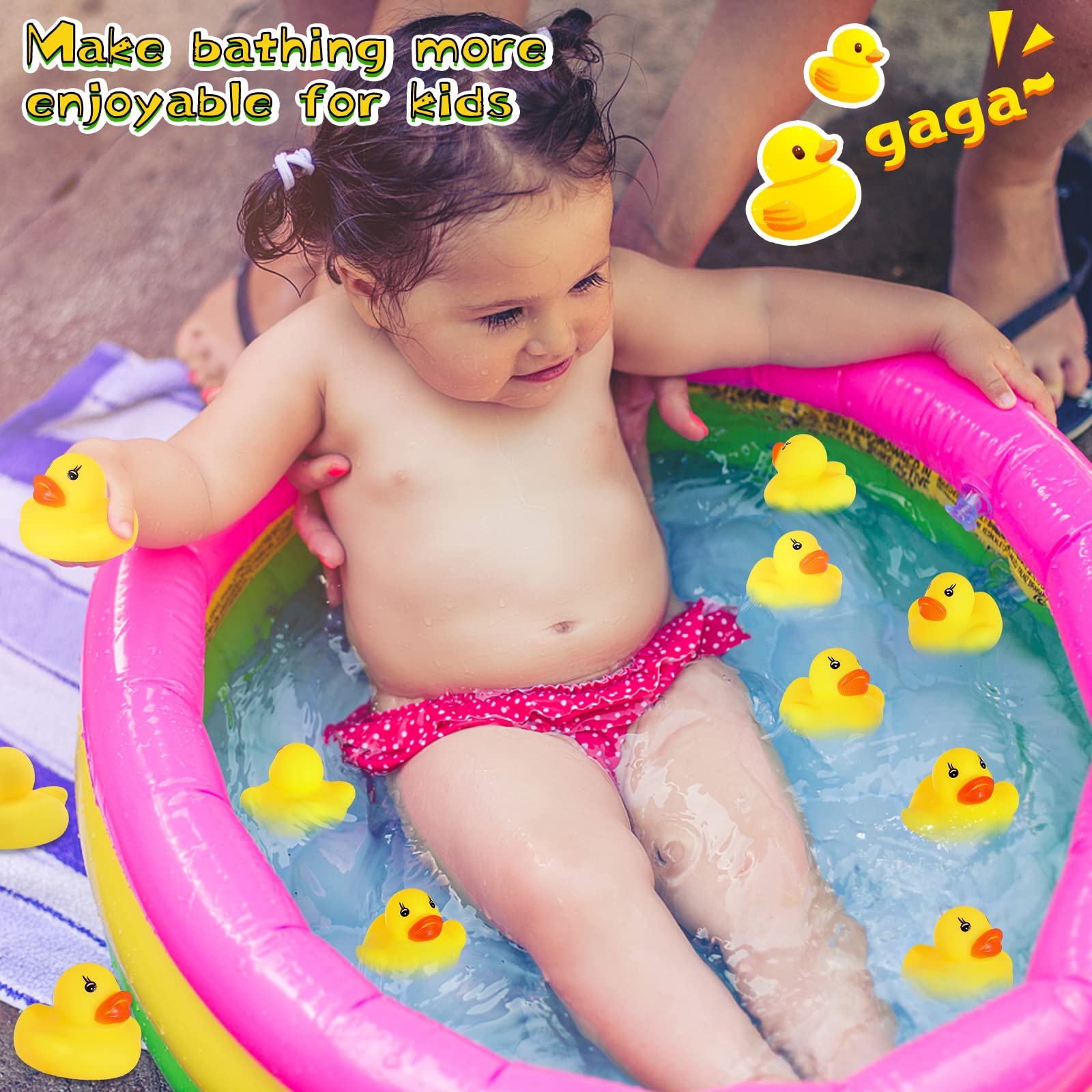 GADIEDIE Rubber Duck 50 Pack Mini Rubber Ducky Float Ducks Baby Bath Toy, Great for Jeep Ducking, Shower, Birthday Party, Carnival Game Gift(1.6"x 1.5" x 1.2")