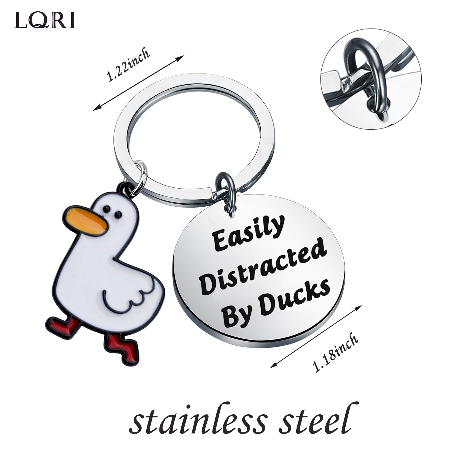 LQRI Duck Gift Duck Lover Gift Easily Distracted By Ducks Keychain Duck Jewelry Duck Gifts Pet Duck Owner Gift(SILVER)