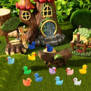 GADIEDIE 260Pcs Mini Resin Ducks,Miniature Figures Fairy Garden Duck,Tiny Resin Duck for Home Hide Prank Game Dollhouse Decor Aquarium Potted Miniature Landscape Ornament