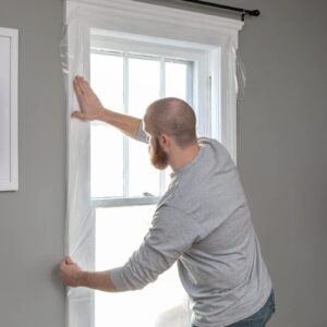 Duck Brand Window Insulation Kit - Winter Window Seal Kit Fits up to 10 Windows - Rolled Shrink Film Cuts to Size for Easy Indoor Installation - Window Tape Included - 62 In. by 420 In.- Clear