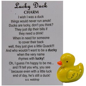 ganz lucky little duck pocket charm with story card, yellow