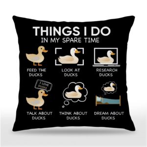 udinaz duck pillow covers 18x18,things i do in my spare time duck decor for bedroom living room home,duck gifts for duck lovers girls women