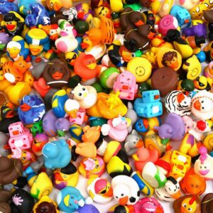 xy-wq 200 pack rubber duck for jeeps ducking - 2" bulk floater duck for kids - baby bath toy assortment - party favors, birthdays, bath time, and more (50 varieties)