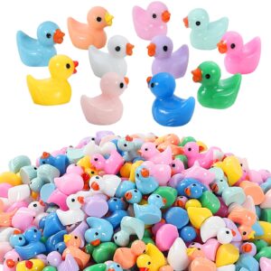 glisun 220 pieces mini resin ducks tiny duck for garden micro landscape ornament dollhouse prank christmas falloween birthday party favors diy decoration craft（11 colors）