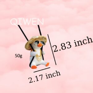 Qiwen Rear View Mirror Hanging Accessories of Swinging Duck Car Hanging Ornament Cute Car Accessories for Teens Men Women Car Mirror Hanging Accessories Truck Car Pendant Car Charm (Cool A)