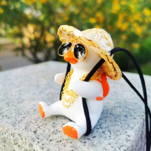 Qiwen Rear View Mirror Hanging Accessories of Swinging Duck Car Hanging Ornament Cute Car Accessories for Teens Men Women Car Mirror Hanging Accessories Truck Car Pendant Car Charm (Cool A)