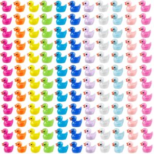 110 pcs mini resin ducks tiny duck miniature figures bulk little duck charms for party, diy micro landscape decorations, aquarium ornaments (11 colors)