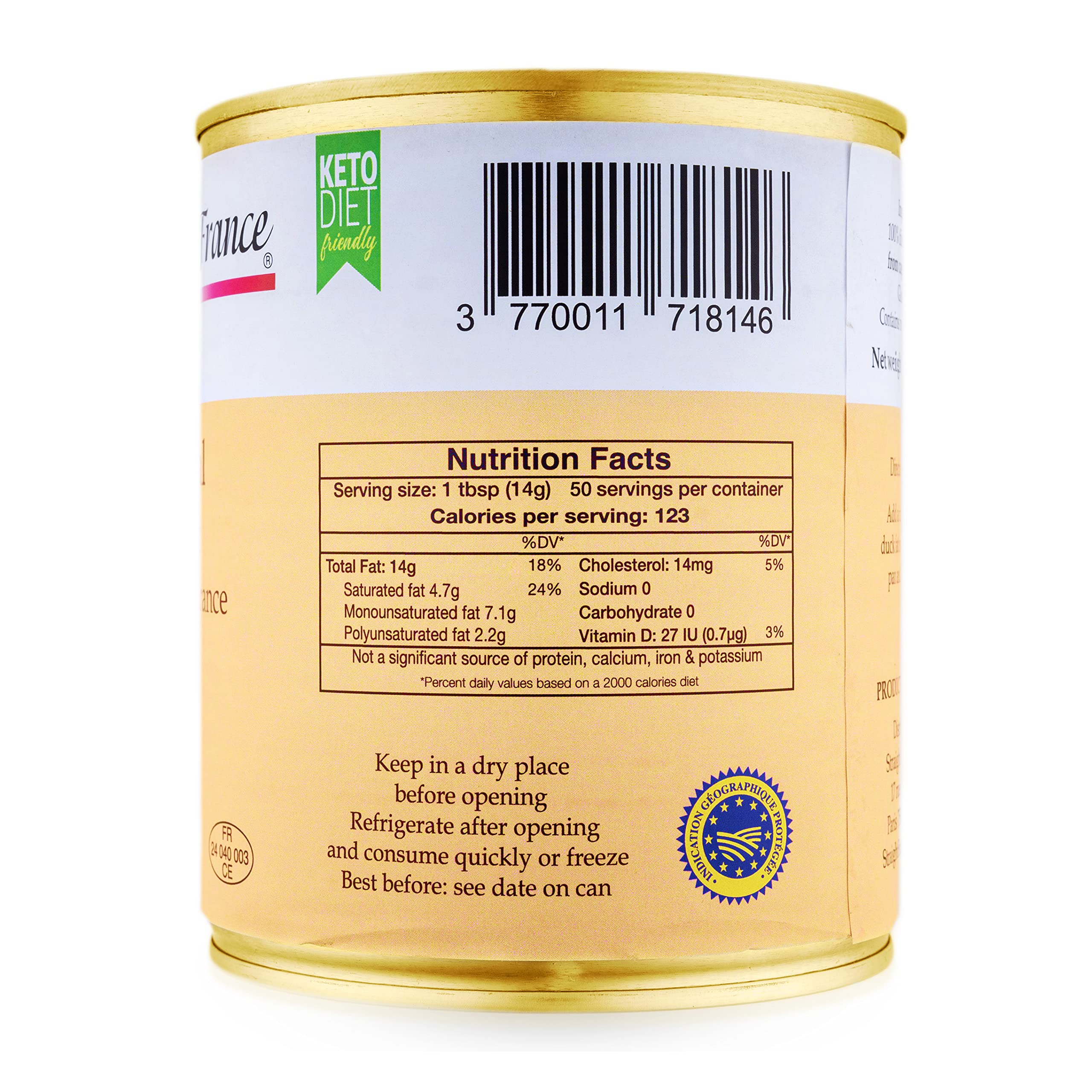 Straight from France All Natural Duck Fat for Cooking from Southwest France Keto and Paleo Diet Friendly 695g 24.5oz