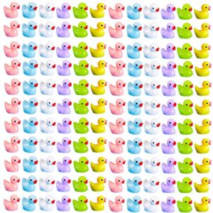 neec 110 pcs mini resin duck，miniature figures fairy garden ducks tiny ducks for home prank game dollhouse ornament handmade school project accessories