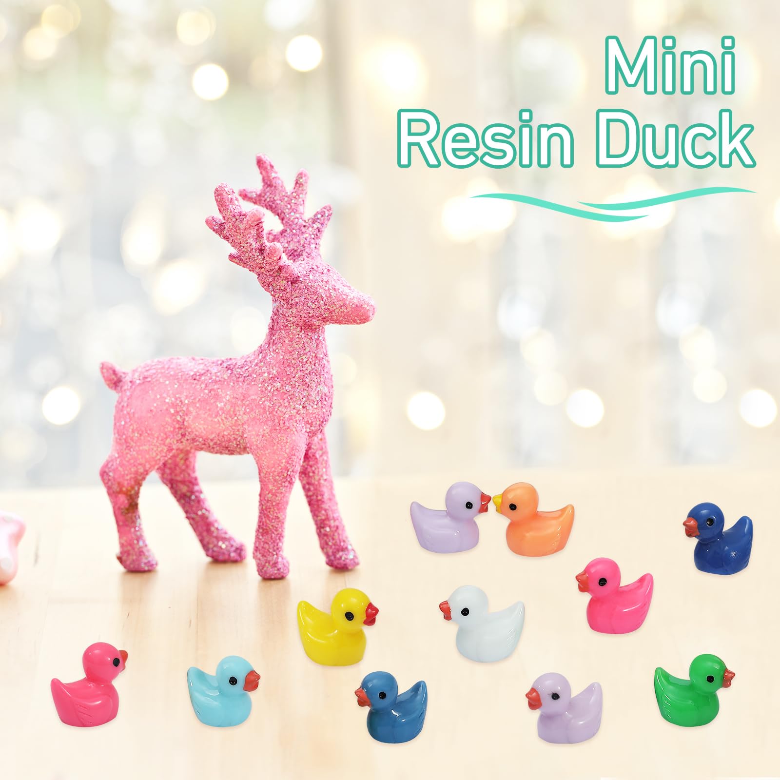 Rachan130 Pcs Mini Ducks Bulk Resin Duck Figurines for Miniature Landscape Garden Aquarium Potted Accessories Home Prank Game Dollhouse Decor Office Decompression