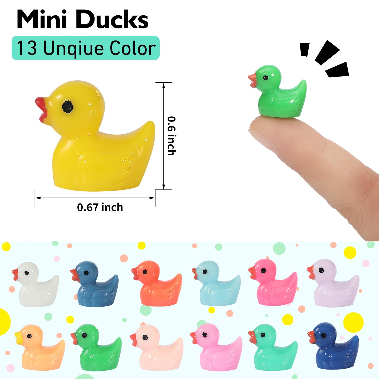 Rachan130 Pcs Mini Ducks Bulk Resin Duck Figurines for Miniature Landscape Garden Aquarium Potted Accessories Home Prank Game Dollhouse Decor Office Decompression