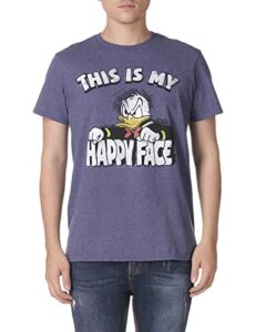 disney men's donald duck happy face t-shirt, navy heather, 3x