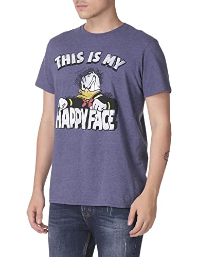 Disney Men's Donald Duck Happy Face T-Shirt, Navy Heather, 3X