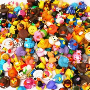 xy-wq rubber duck 100 pack for jeeps bath toy assortment - bulk floater duck for kids - baby showers accessories - party favors, birthdays, bath time, and more (50 varieties)