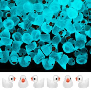 tarpop 150 pcs luminous tiny ducks mini resin ducks miniature duck figures micro dollhouse duck accessories landscape gardening decoration ornaments (white)