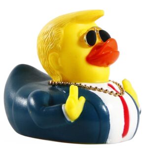 rubber ducks car duck dashboard decoration squeak trump ducks toys car ornaments car décor accessories with sunglasses and golden necklace (style a)