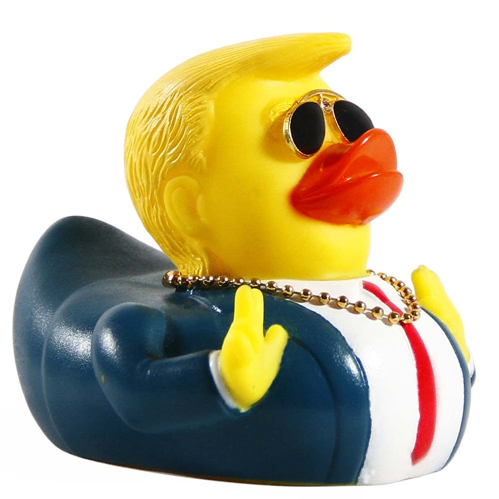 Rubber Ducks Car Duck Dashboard Decoration Squeak Trump Ducks Toys Car Ornaments Car Décor Accessories with Sunglasses and Golden Necklace (Style A)