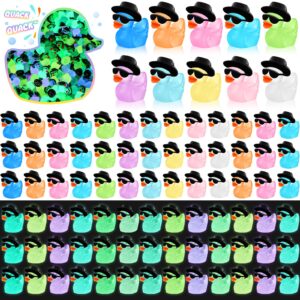 barydat 150 pcs luminous mini resin ducks with sunglasses bulk glow in the dark colorful tiny cowboy duck to hide for diy landscape pot aquarium dollhouse baby shower party favor