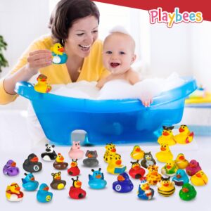 Playbees Assortment Rubber Duck Toy Duckies for Kids - 50 Pack - Sensory Play, Stress Relief, Stocking Stuffers, Bath Birthday Gifts Baby Showers Classroom Incentives, Summer Beach and Pool Activity