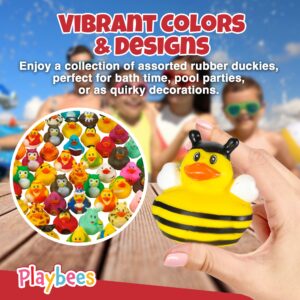 Playbees Assortment Rubber Duck Toy Duckies for Kids - 50 Pack - Sensory Play, Stress Relief, Stocking Stuffers, Bath Birthday Gifts Baby Showers Classroom Incentives, Summer Beach and Pool Activity